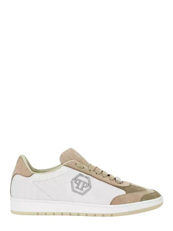 Philipp Plein Mixed Monogram Crocodile-effect Sneakers - Neutrals