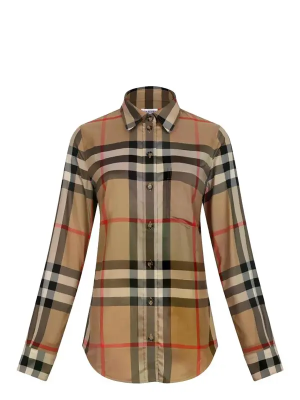 Burberry Checked Cotton Shirt - Neutrals