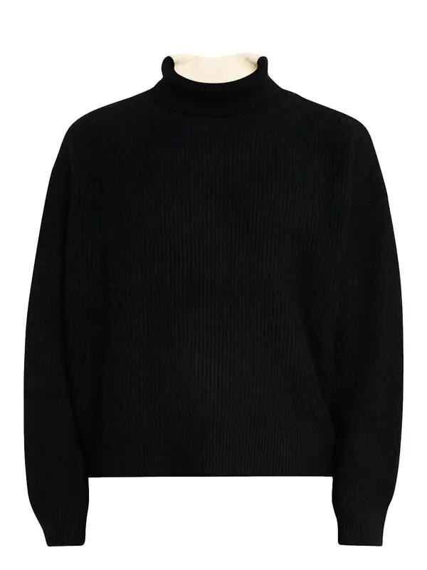 ZANKOV Merino Wool And Cashmere Color-block Turtleneck Sweater - Black