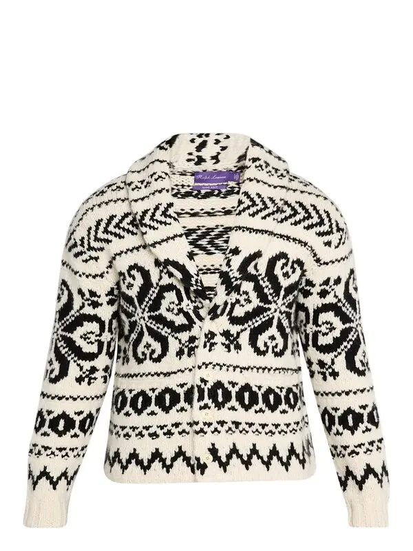 Ralph Lauren Cashmere Fair Isle Shawl Cardigan - Classic Black