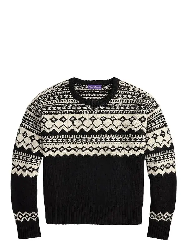 Ralph Lauren Cashmere Fair Isle Intarsia Knit Sweater - Classic Black