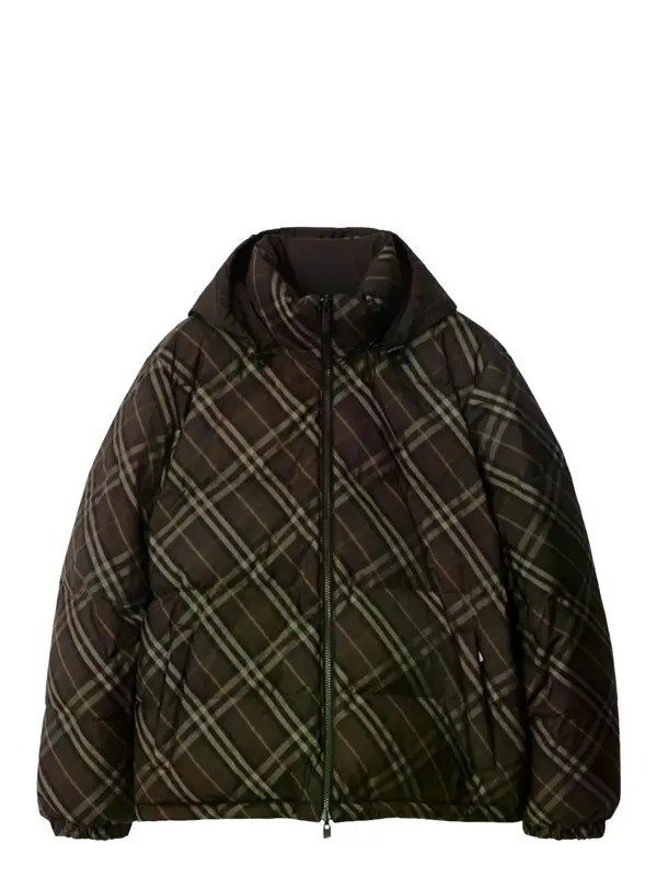 Burberry Checked Puffer Jacket - Brown