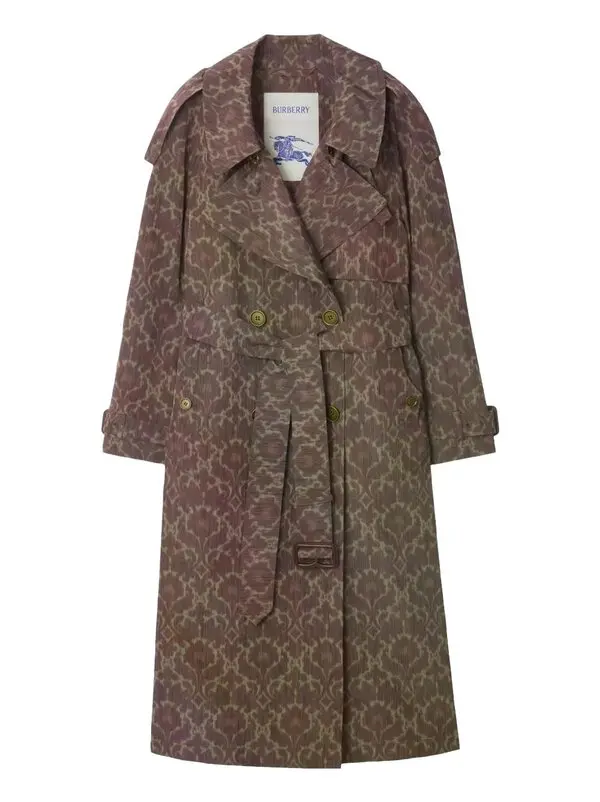 Burberry Baroque-print Belted Trench Coat - Brown