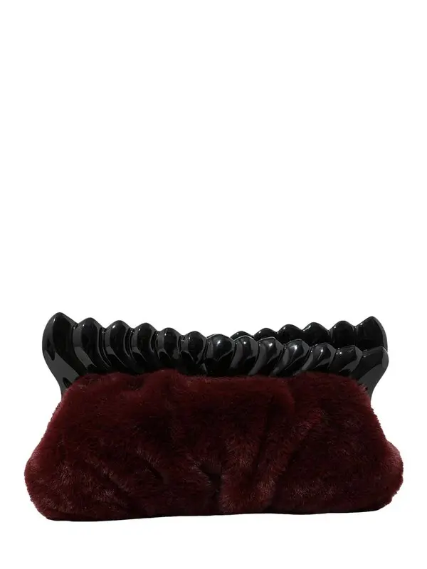 Alexis Bittar The Pouf Faux Fur Clutch - Wine