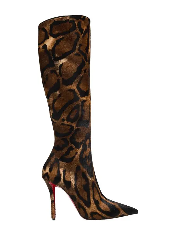 CHRISTIAN LOUBOUTIN 100mm Miss Z Pony Bengali Calf Hair Knee-high Stiletto Boots - Brown