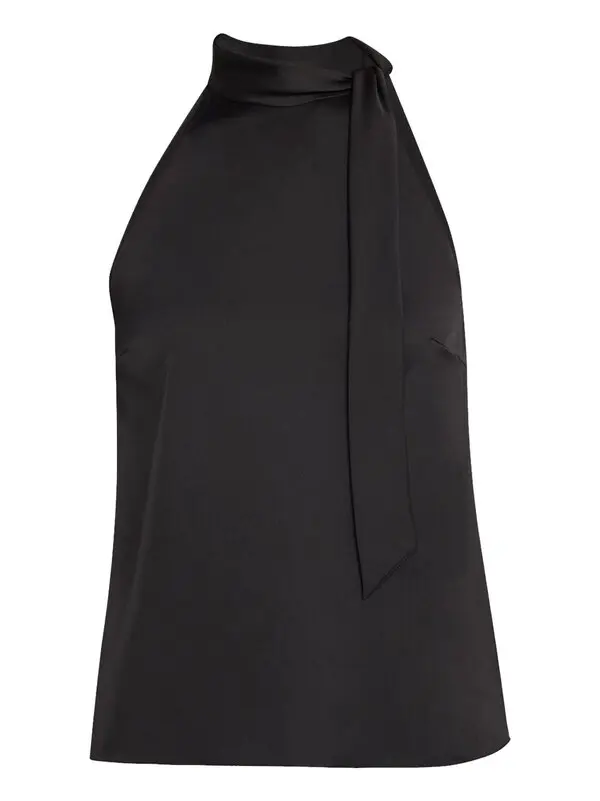 Theory Satin Tie Halter Blouse - Black