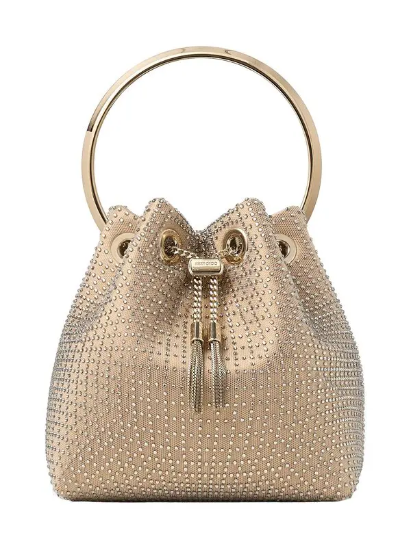 JIMMY CHOO Bon Bon Illusion Crystal Mesh And Satin Handbag - Light Gold Mix/light Gold