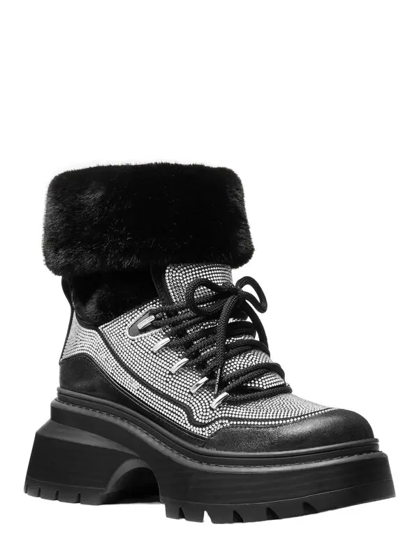 Michael Kors Shiloh Embellished Mixed-media Boots - Black