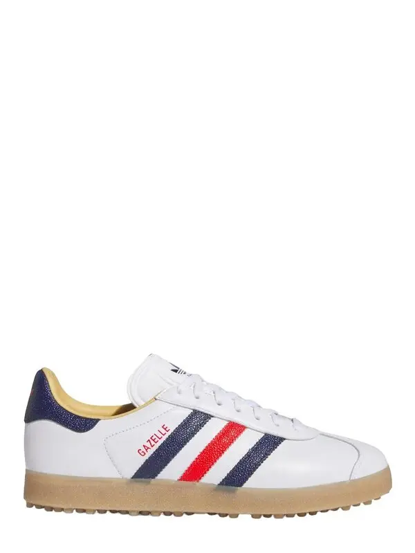 Adidas Gazelle Golf Spikeless Leather Sneakers - Cloud White/dark Blue/red