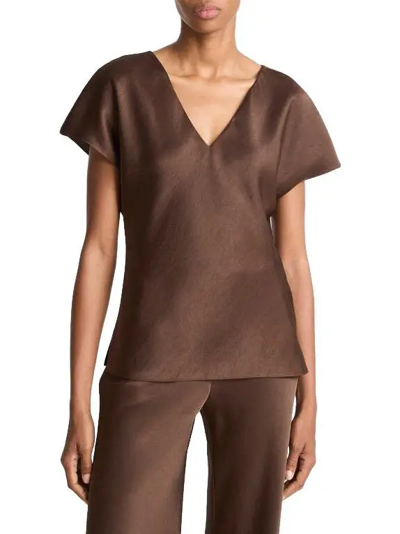 Vince Cap-sleeve V-neck Top - Espresso