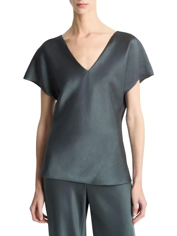 Vince Cap-sleeve V-neck Top - Malachite