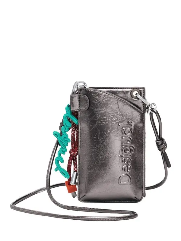 Desigual Metallic Faux Leather Crossbody Wallet - Silver