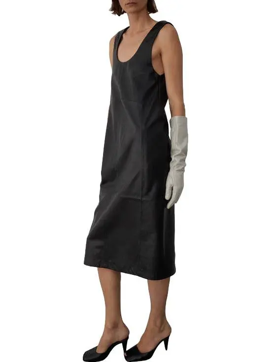 Mango Paneled Leather Midi Dress - Black