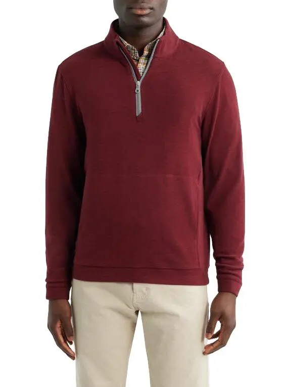Scott Barber Mock Neck Stretch Fleece Half Zip Pullover - Burgundy