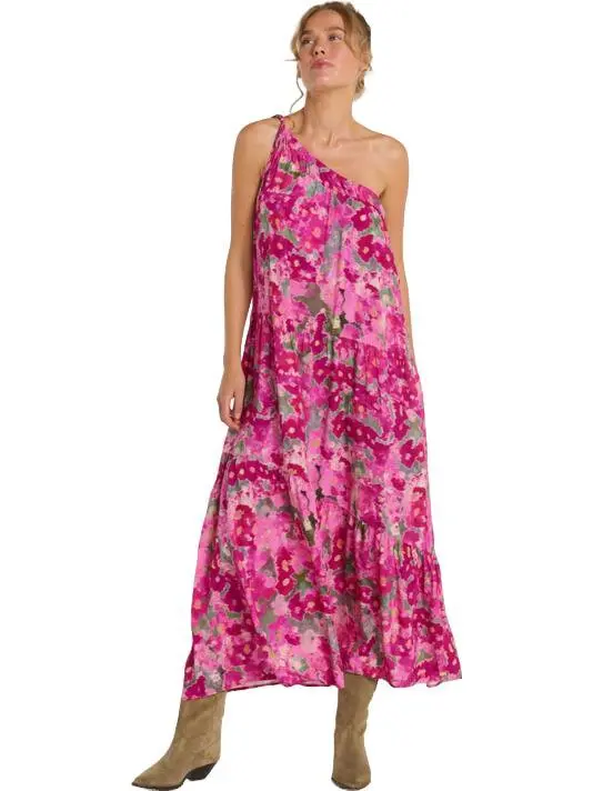 HERMOZA Joyce One-shoulder Maxi Dress - Scarlet Ikat