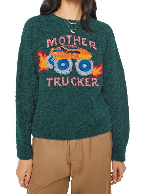 MOTHER Trucker Alpaca Blend Graphic Crewneck Sweater - Rough Roads