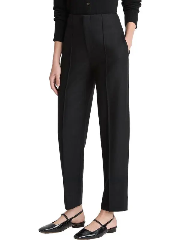 Vince High-waist Pleated Wool-blend Pants - Black