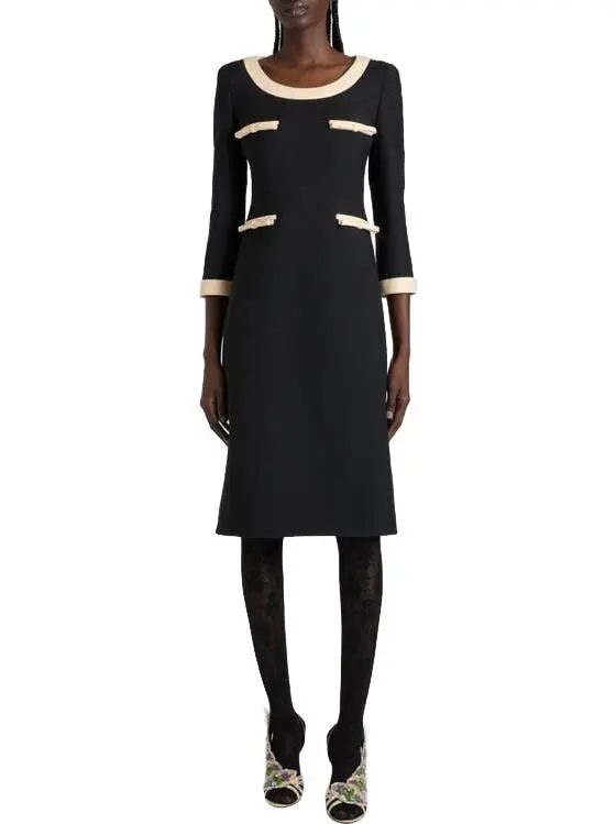 Valentino Garavani Bow Detail Crepe Couture Dress - Black/cream