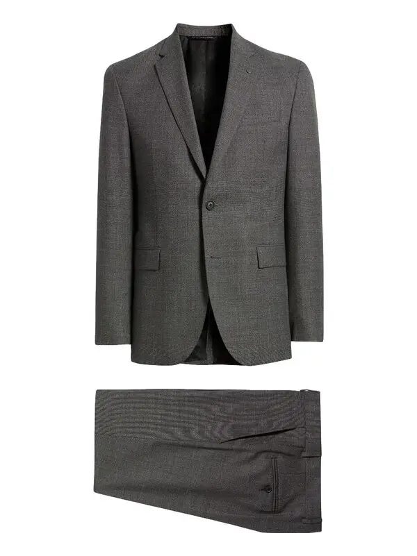 ALLSAINTS Ross Slim Fit Grey Mélange Wool Suit - Charcoal