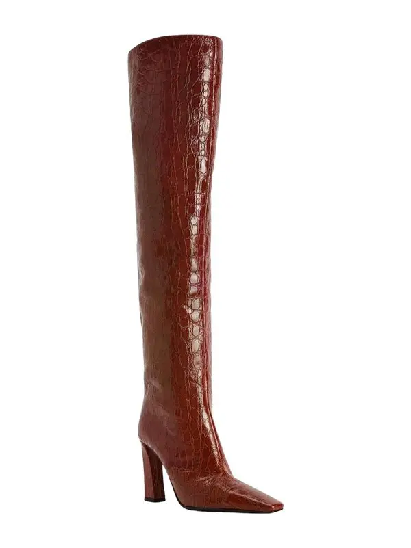 GIUSEPPE ZANOTTI 90mm Crocodile-embossed Knee-high Boots - Red