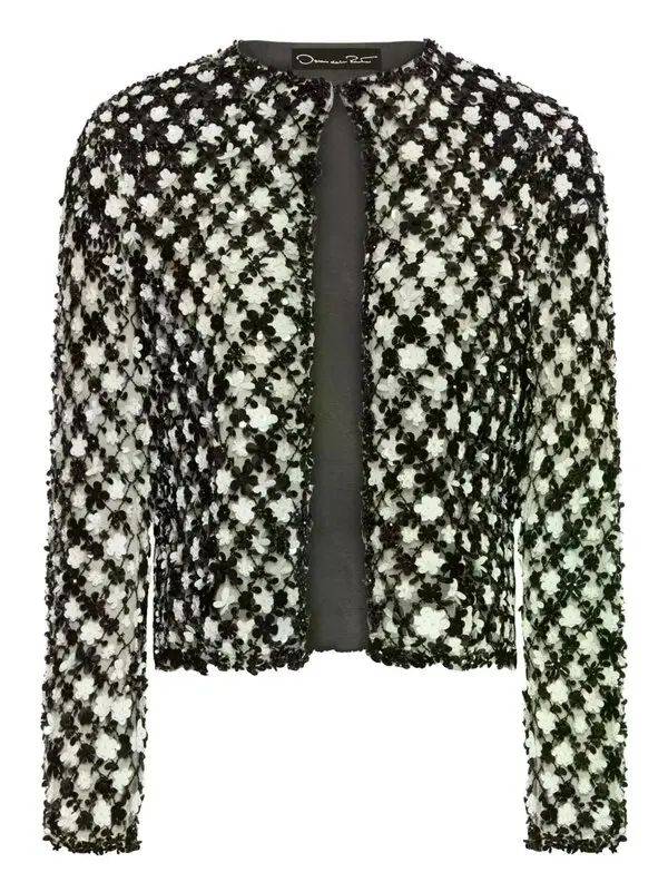 Oscar De La Renta Floral-embroidered Sequin Jacket - Black