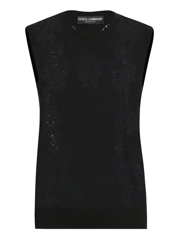 Dolce & Gabbana Wool And Lace Tank Top - Black