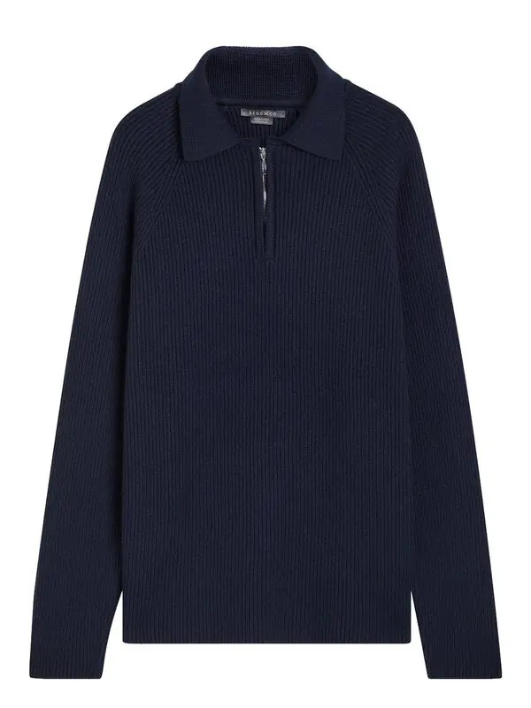 BEGG & CO. Magnus Cashmere Polo Jumper - Navy