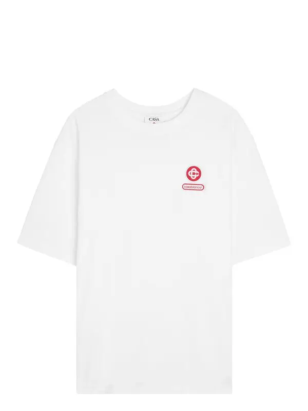 Casablanca Logo Patch Cotton T-shirt - White