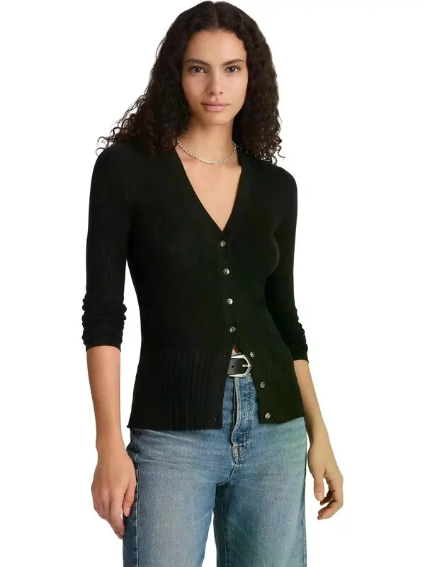 Madewell V-neck Merino-silk Blend Cardigan - Black