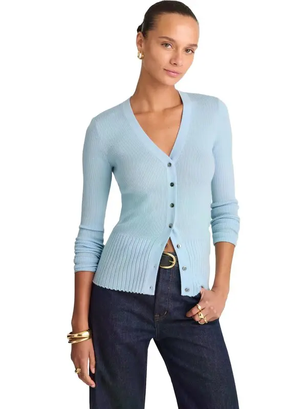 Madewell V-neck Merino-silk Blend Cardigan - Blue Mist