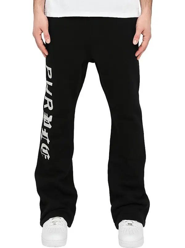 PURPLE BRAND Fleece Flared Pants - Black