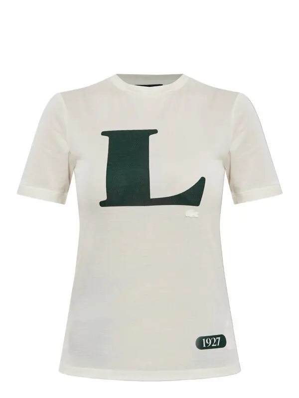 Lacoste Silk T-shirt With Print - Cream