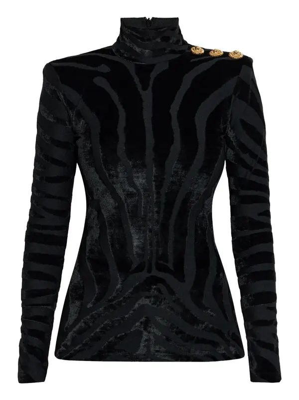 Balmain Top With A Stand-up Collar - Black