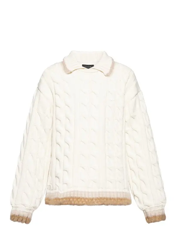 Lacoste Cable Knit Wool Sweater - Cream