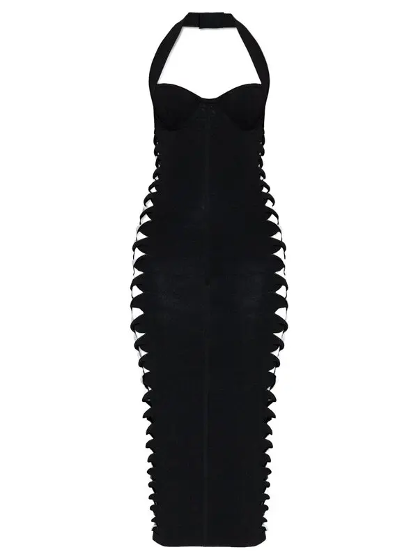 Balmain Slit Detail Midi Dress - Black