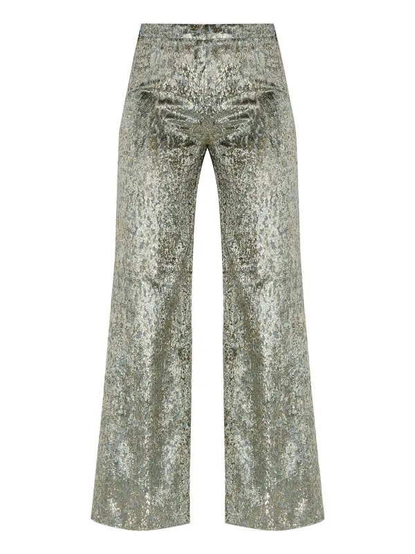 FORTE_FORTE Velvet Wide-leg Trousers With Lurex Thread - Silver