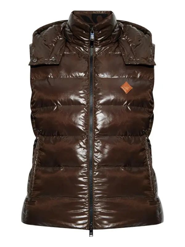 Mcm Insulated Vest With Detachable Hood - Brown
