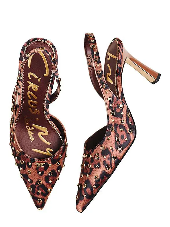 CIRCUS NY BY SAM EDELMAN Tallie Studded Slingback Heels - Black/cognac Multi