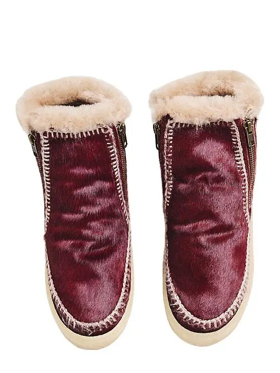 LAIDBACK LONDON Setsu Crochet Crepe Ankle Boots - Burgundy