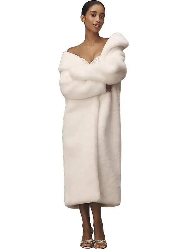 ELLIATT Vivian Faux Fur Long Coat - Ivory