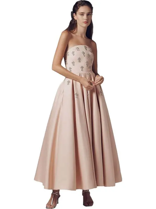 Mac Duggal Strapless Embellished A-line Gown - Blush Pink