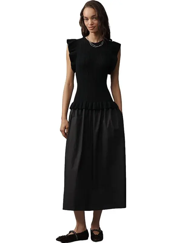 Rails Sleeveless Twofer Midi Dress - Black