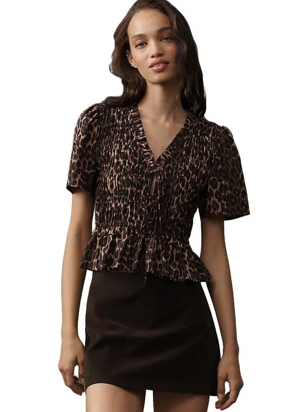 Rails Portia V-neck Blouse - Leopard