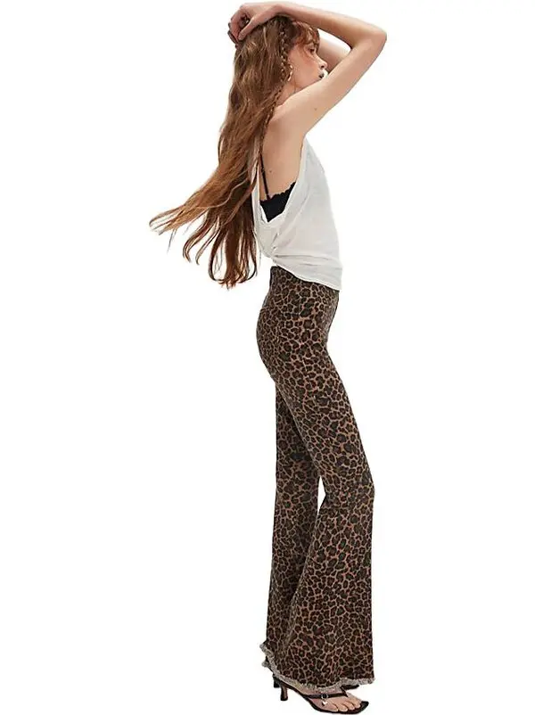 Show Me Your Mumu Berkeley Bells Printed Flare Jeans - Leopard Latte