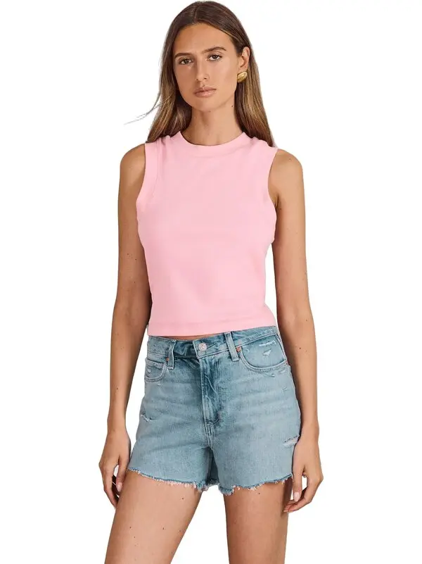 Paige Raw Hem Denim Shorts - Light Blue