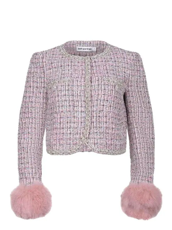 SELF-PORTRAIT Wool-blend Jacket With Jewel Details - Pink