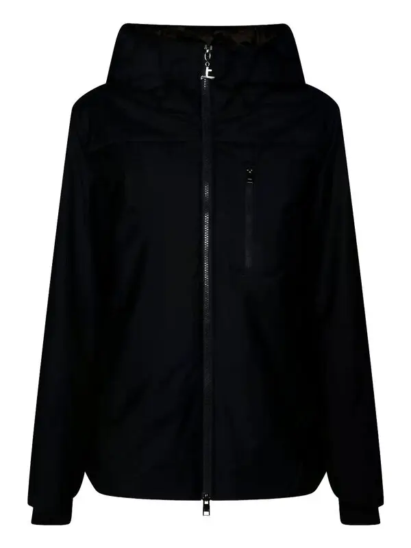 ON THE BUND Zip-up Hooded Jacket - Black
