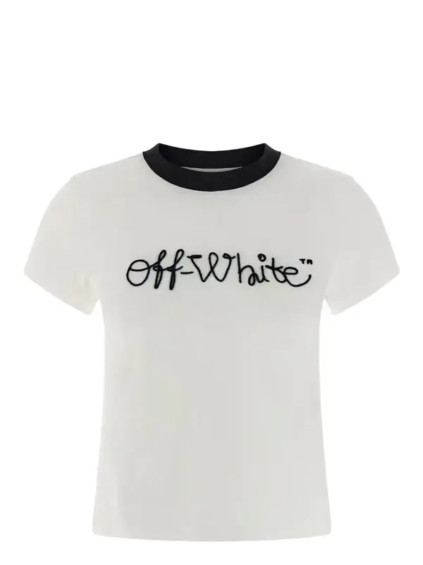 Off-White Logo Embroidered T-shirt - White