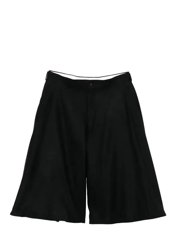 Comme Des Garçons Pleated Wide Leg Shorts - Black