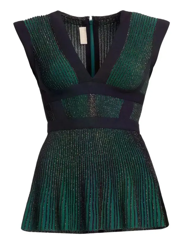 Elie Saab Metallic Top - Green